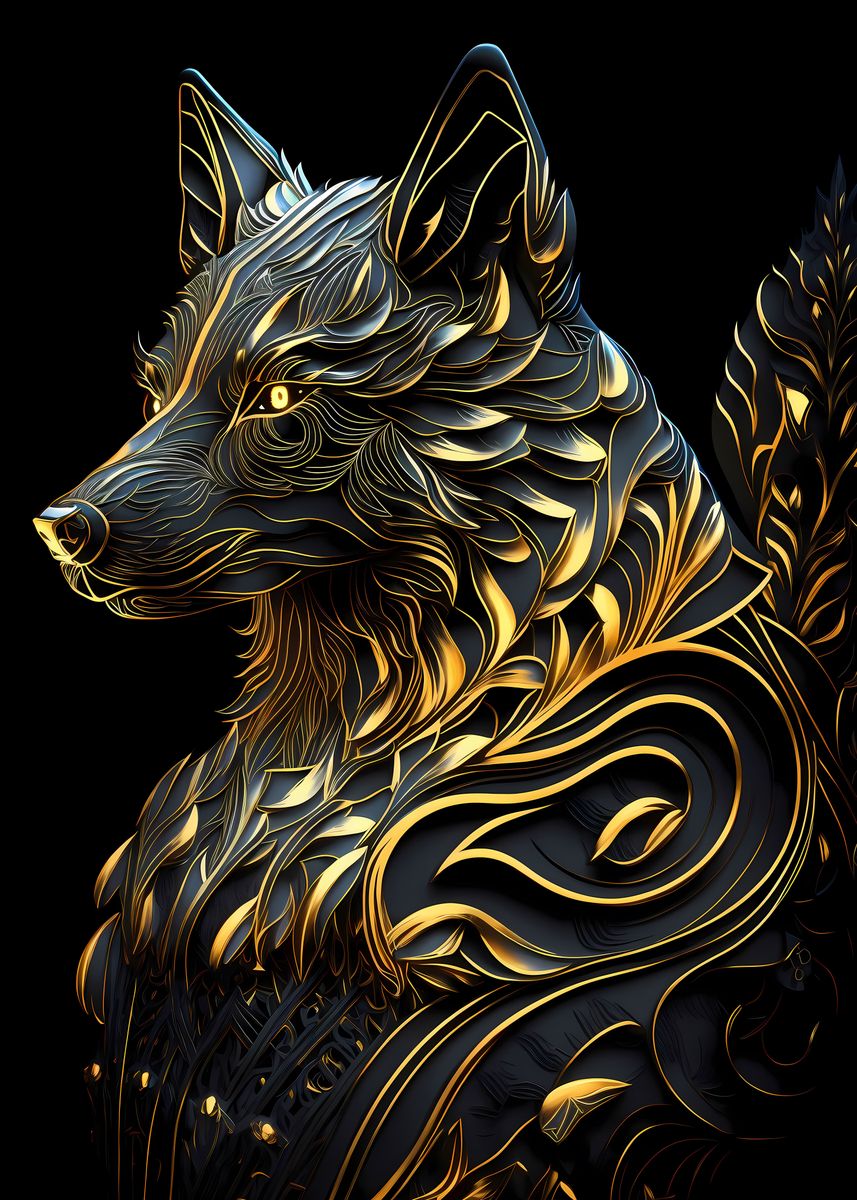 'Ancient God Wolf Portrait' Poster, picture, metal print, paint by ...