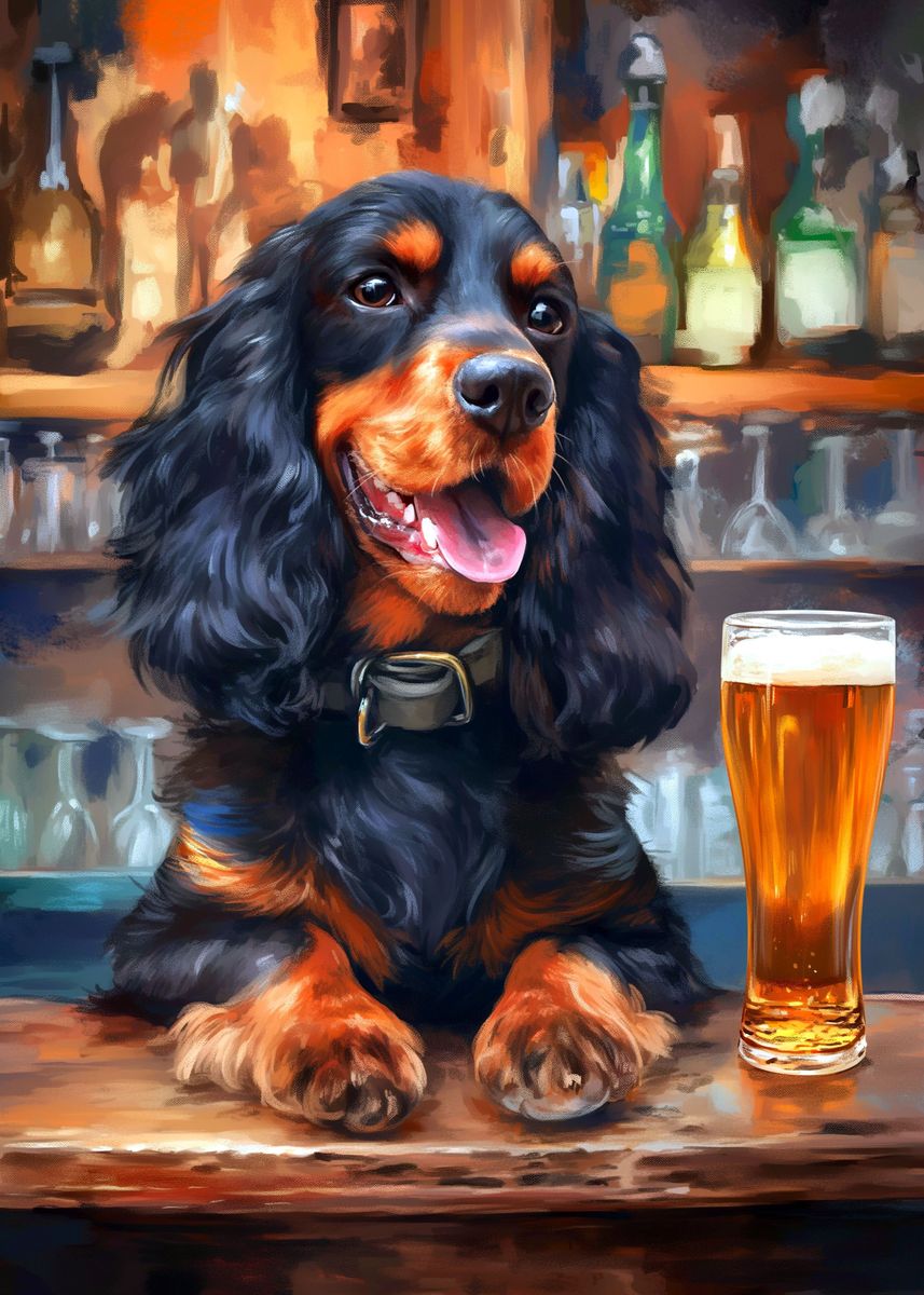 'Cocker Spaniel Dog Beer' Poster, picture, metal print, paint by Siren ...