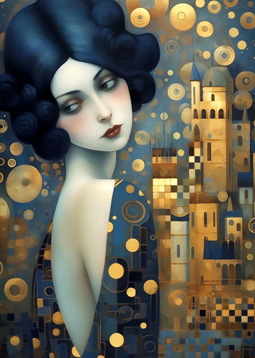 'Abstract Gold Allure Woman' Poster, picture, metal print, paint by ...