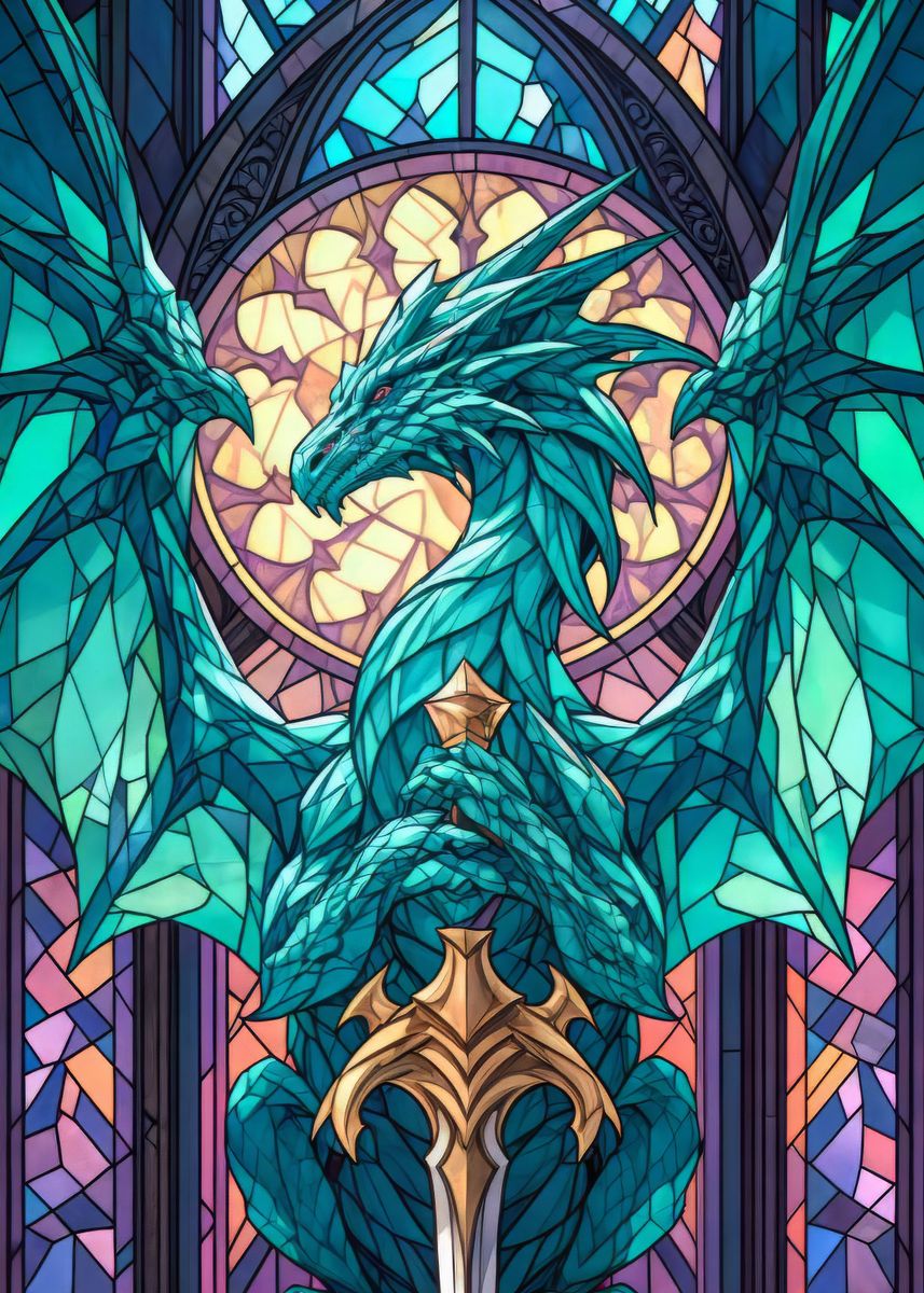 'Guardian Dragon' Poster, picture, metal print, paint by Vizio | Displate