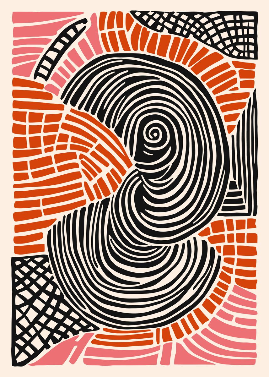 'Modern Red Print' Poster, picture, metal print, paint by HyggeStudio ...