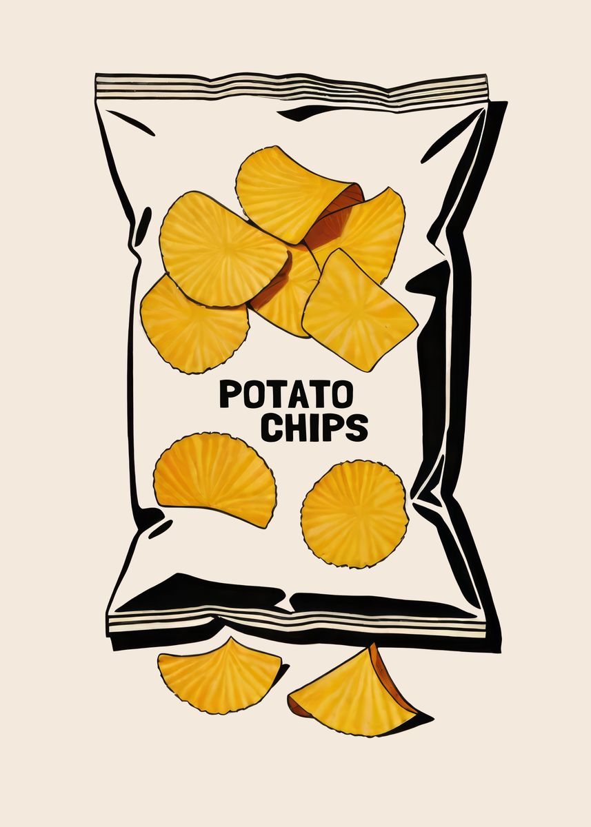 'Potato Chips Pop Art Print' Poster, picture, metal print, paint by ...