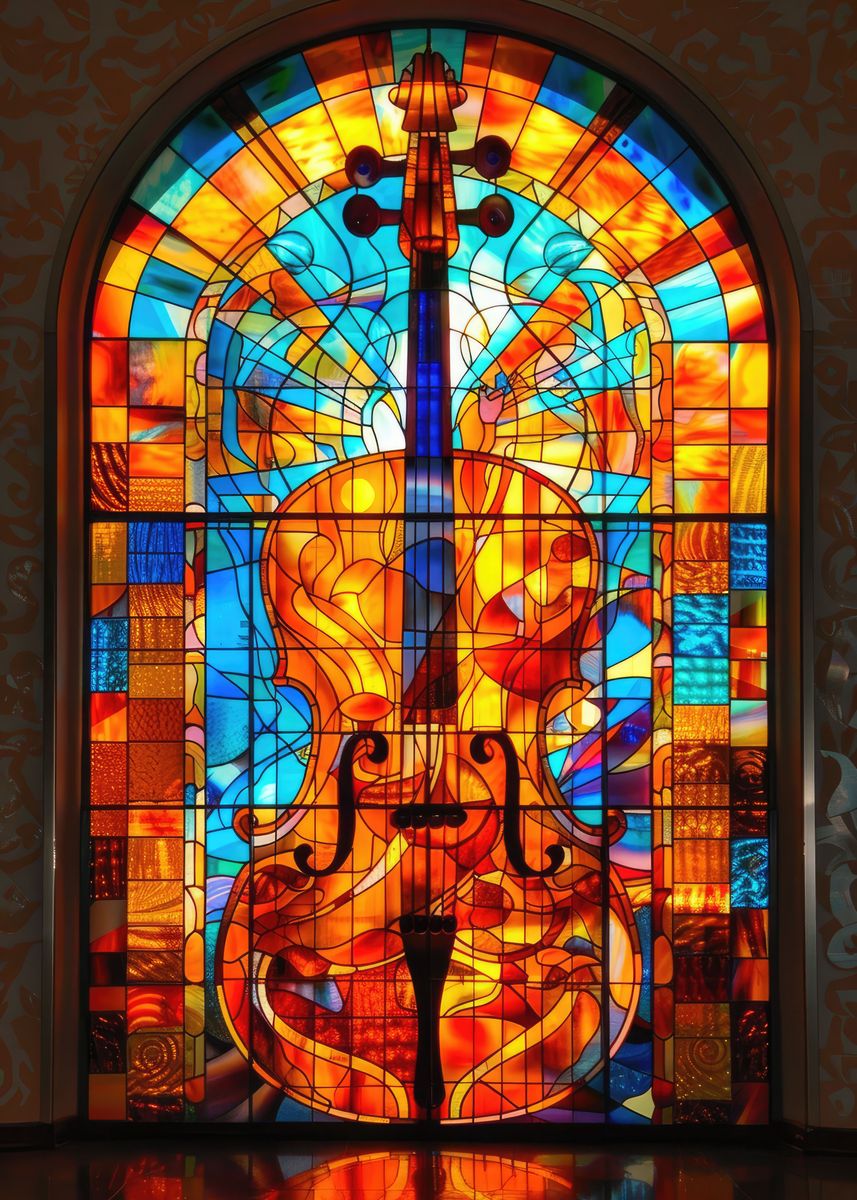 'Stained Glass Cello' Poster, picture, metal print, paint by Mezma and ...