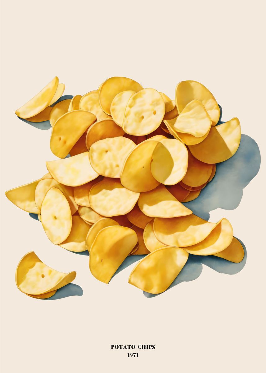 '1971 Potato Chips Poster' Poster, picture, metal print, paint by ...