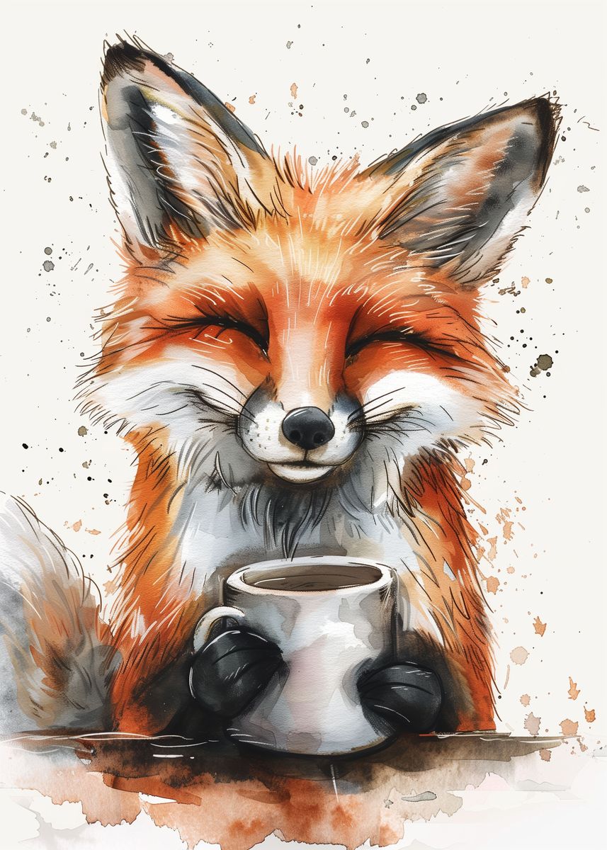 ' Morning Fox' Poster, picture, metal print, paint by Wael Addoul ...