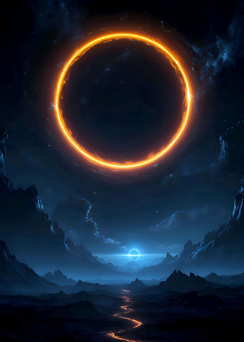 'Black Hole Eclipse Scene' Poster, picture, metal print, paint by ...