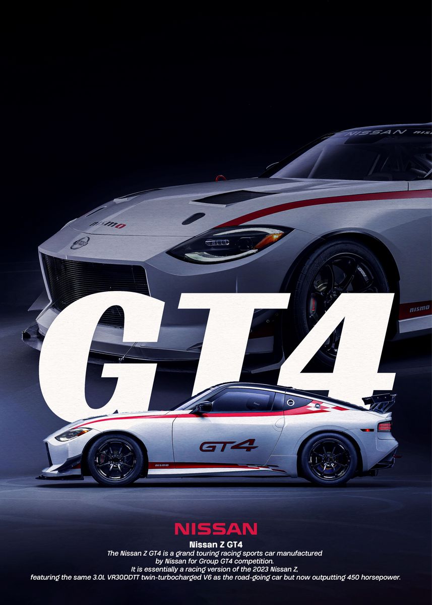 'Nissan Z GT4' Poster, picture, metal print, paint by Lee Rocks | Displate