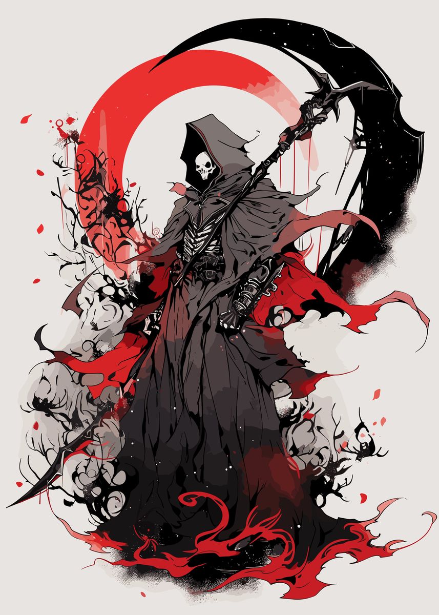 'Reapers Red Embrace' Poster, picture, metal print, paint by Wonderful ...