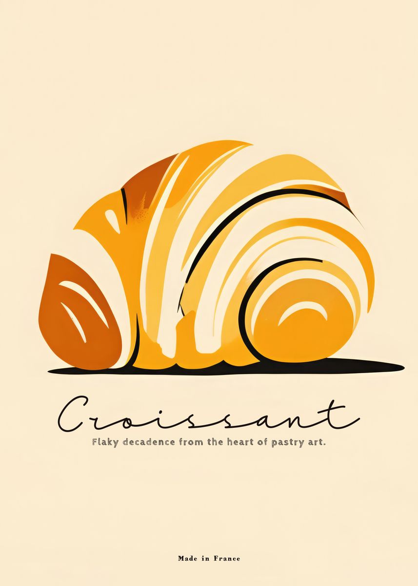 'Made in France Croissant' Poster, picture, metal print, paint by ...