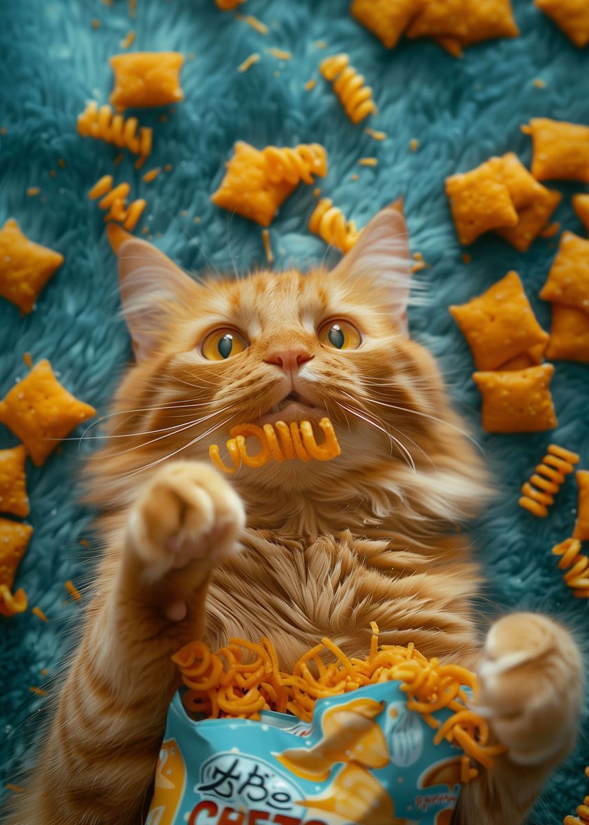 'Fat Cat Eat Cheese' Poster, picture, metal print, paint by Small X ...