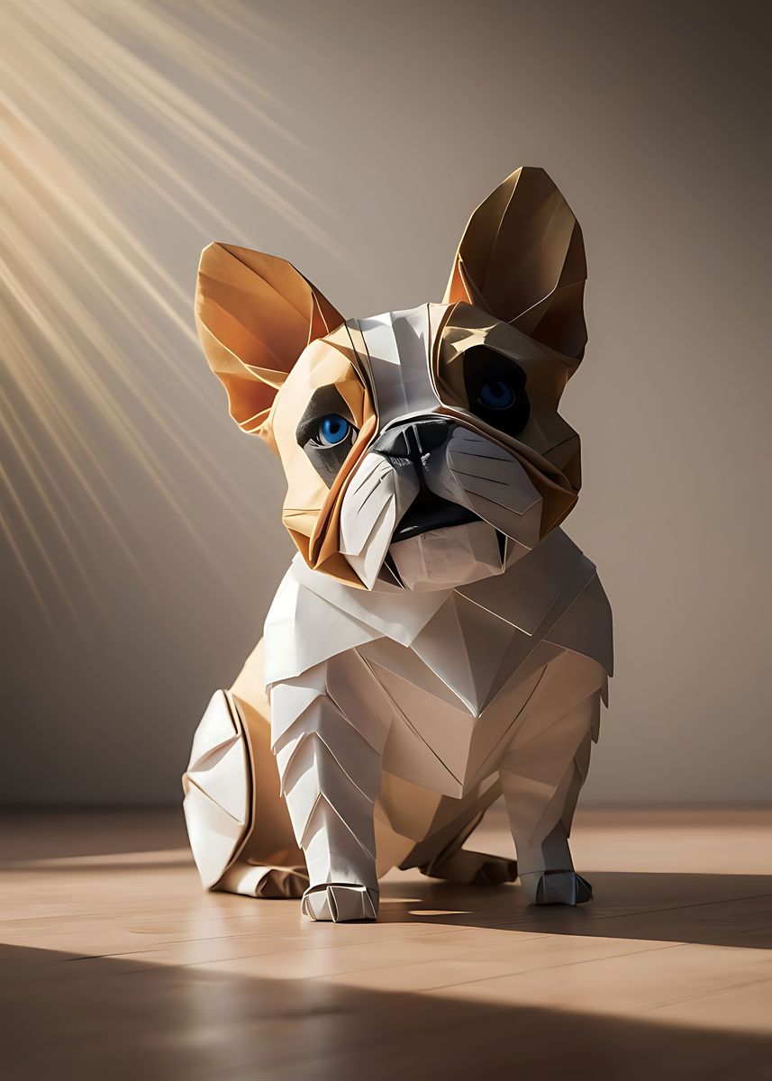 'French Bulldog Origami' Poster, picture, metal print, paint by May ...