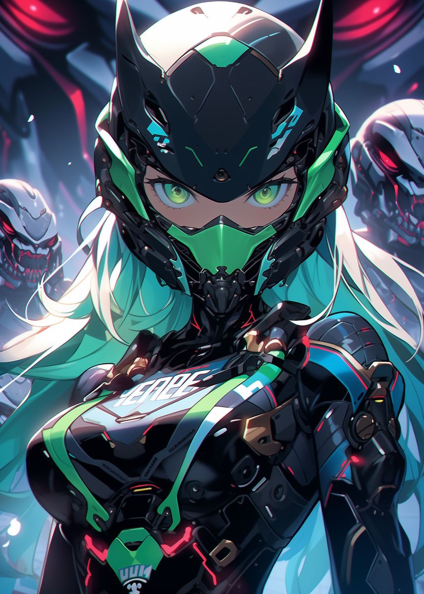 'Cute Futuristic Girl Anime' Poster, picture, metal print, paint by ...