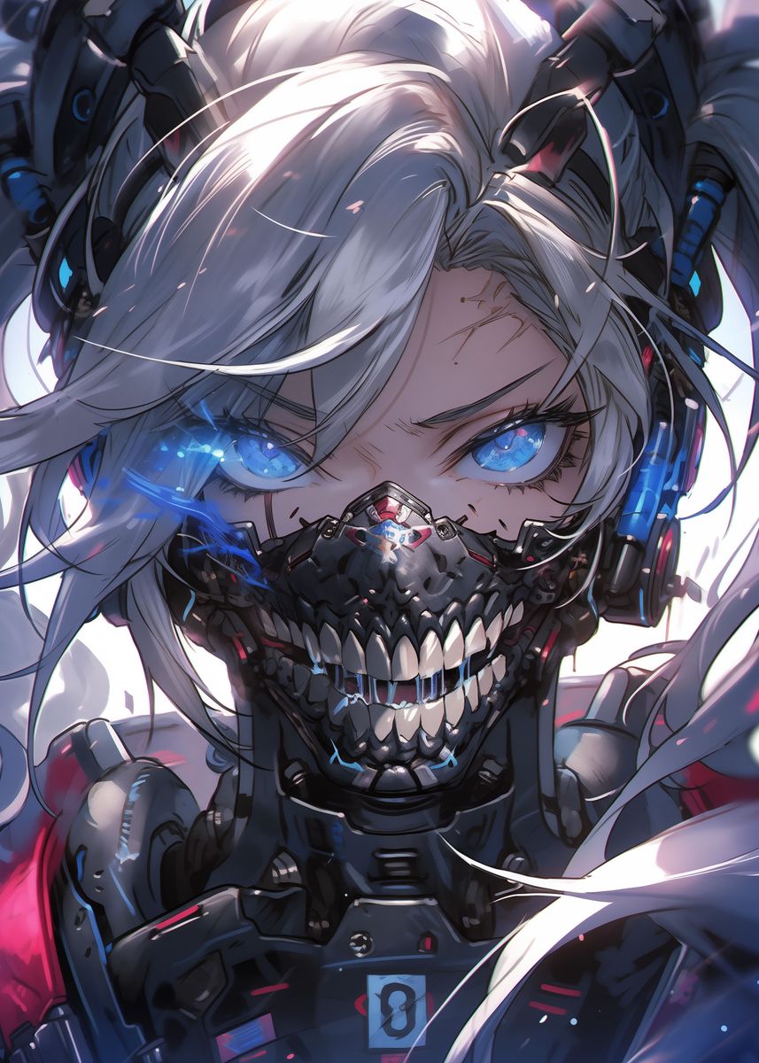 'Cute Futuristic Girl Anime' Poster, picture, metal print, paint by ...