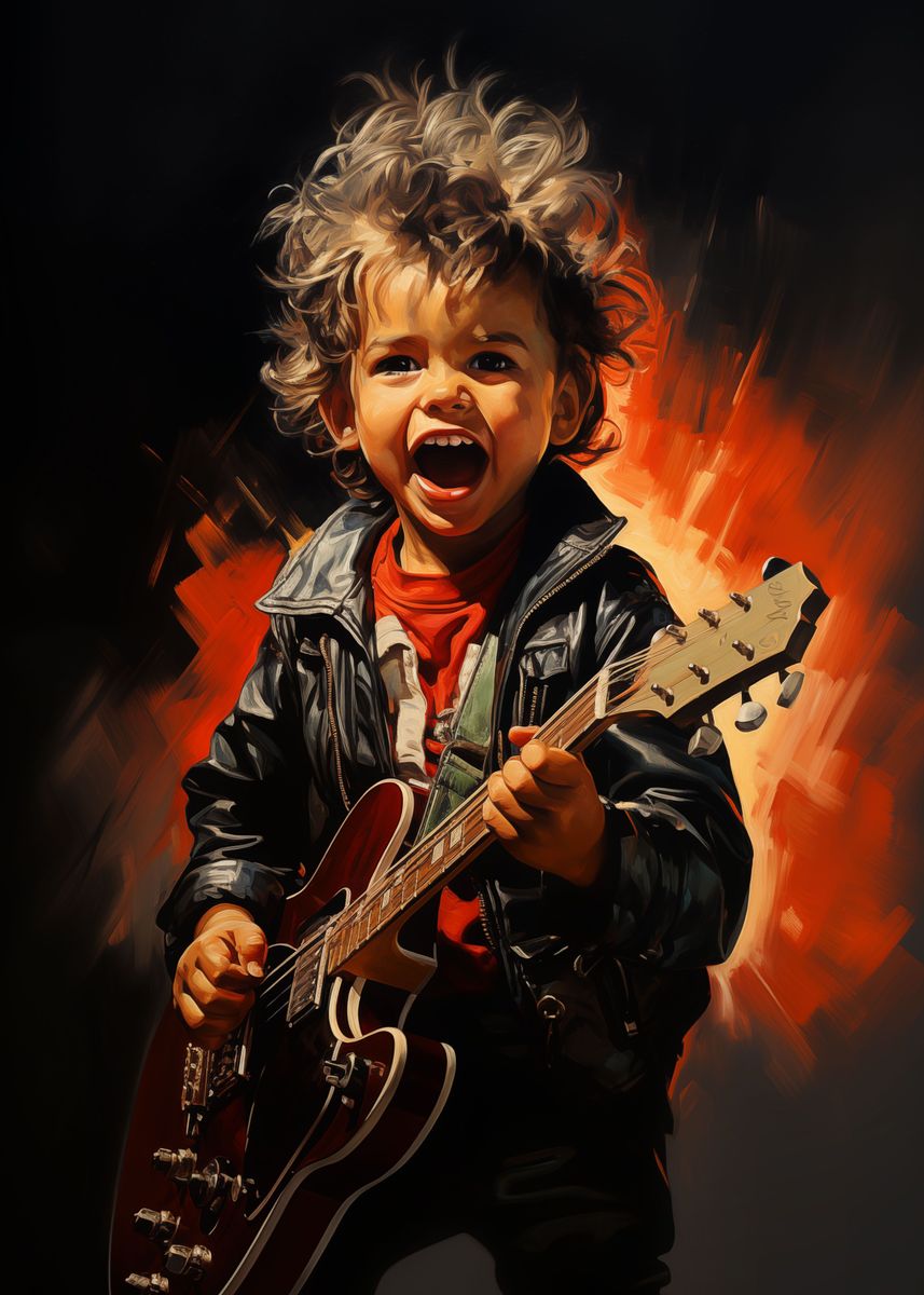 'Rock and roll kid' Poster, picture, metal print, paint by PetsArt ...
