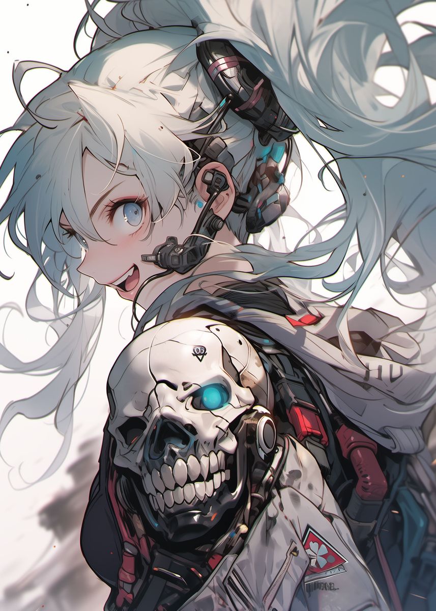 'Cute Futuristic Girl Anime' Poster, picture, metal print, paint by ...