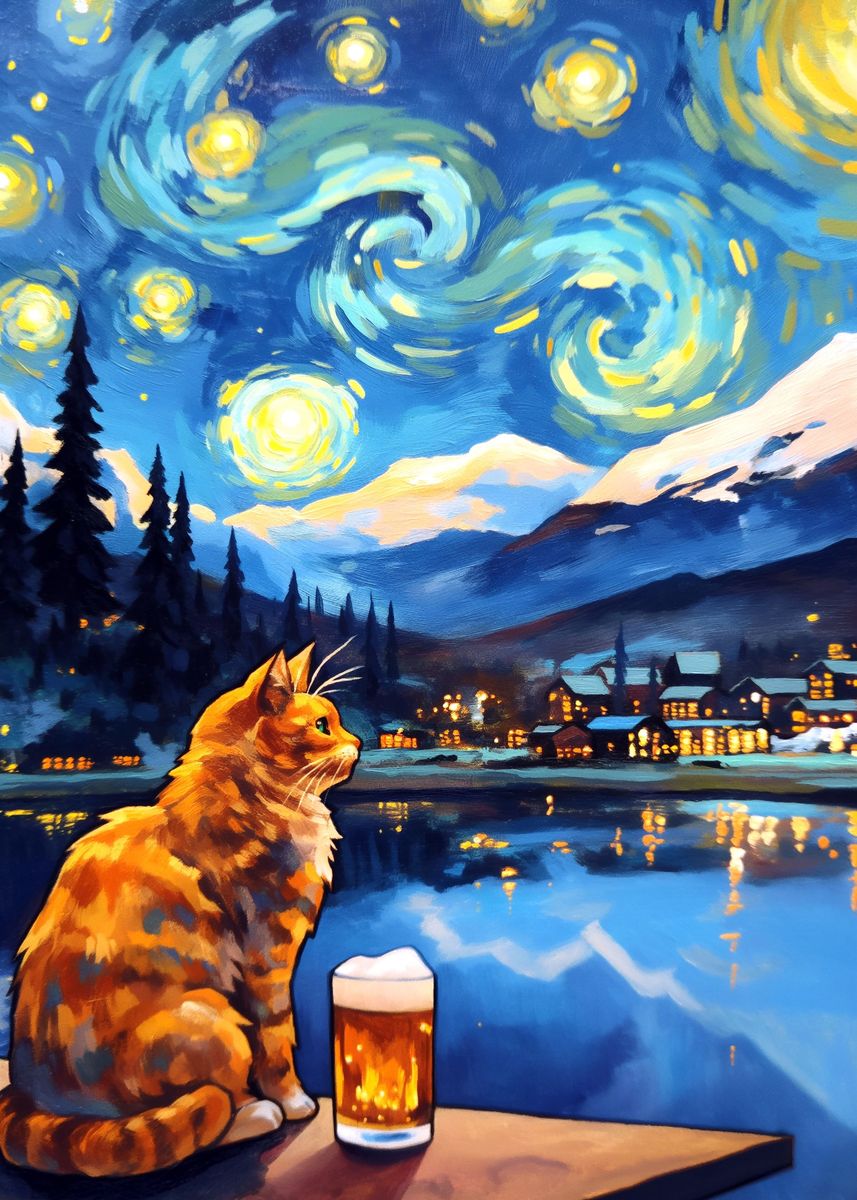 'Cat Night Out' Poster, picture, metal print, paint by Michael Herrera ...