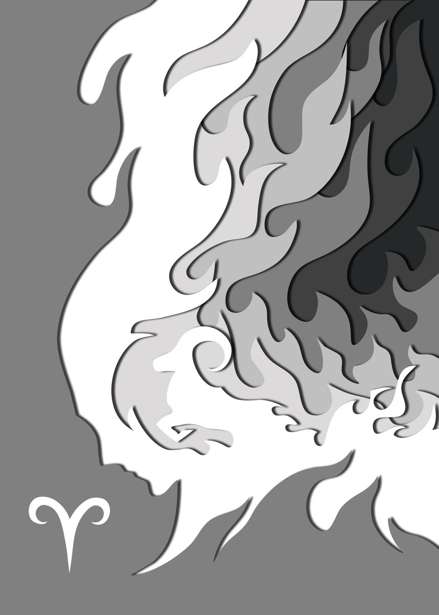 'aries in fire face' Poster, picture, metal print, paint by Auliros ...