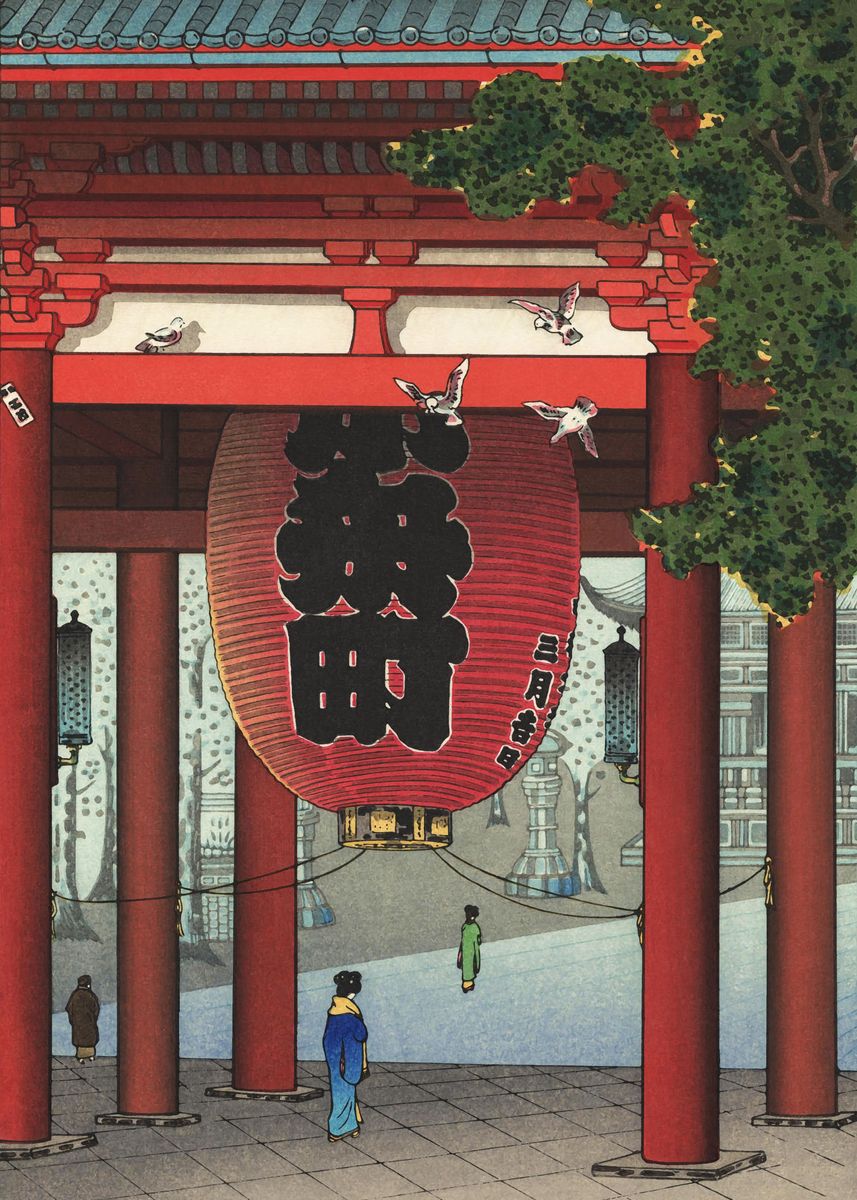 'Nio Gate at Asakusa Temple' Poster, picture, metal print, paint by ...
