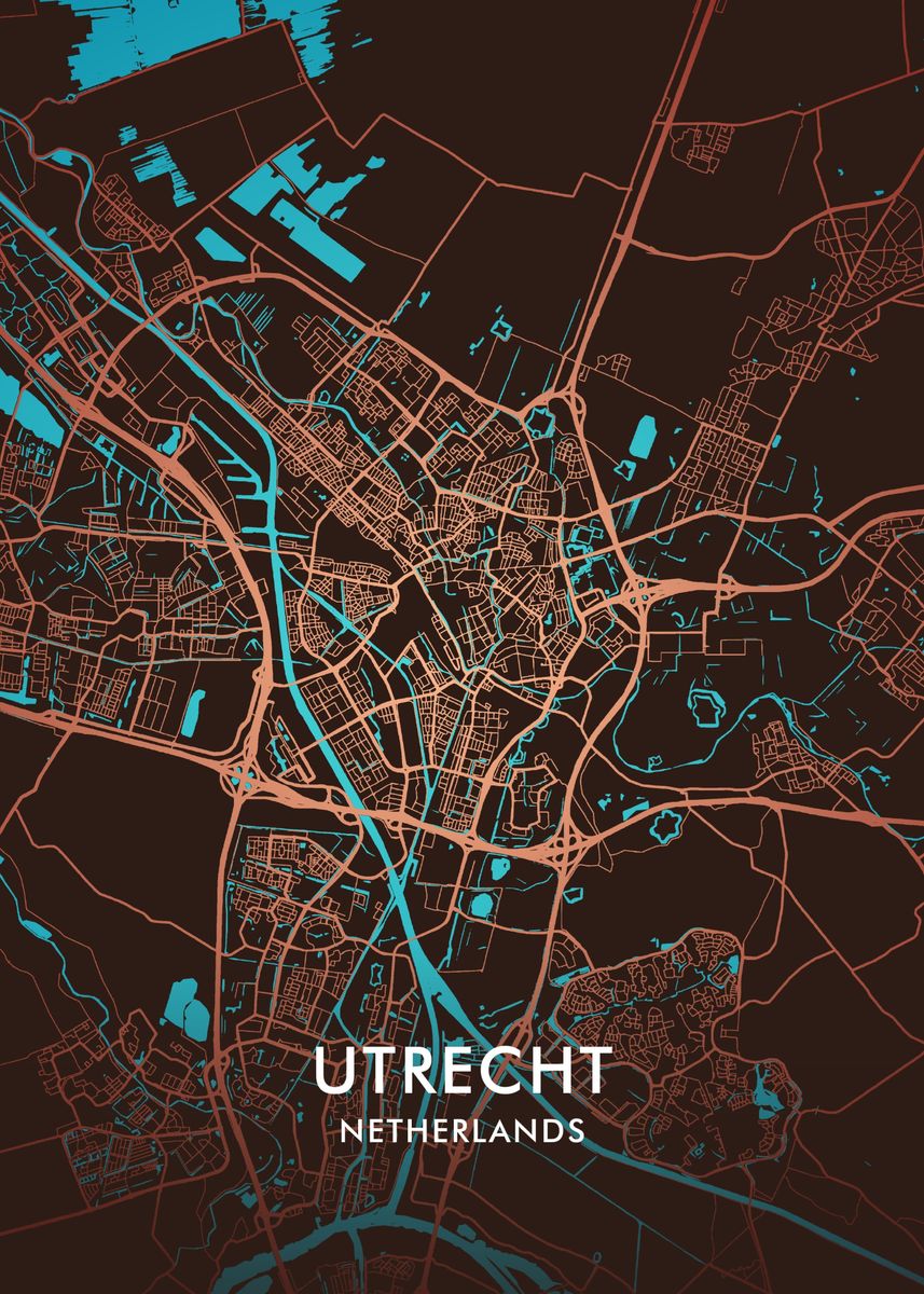 'Utrecht City Map' Poster, picture, metal print, paint by Miracle ...