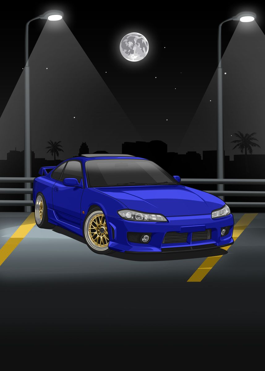 'nissan silvia s15 blue' Poster, picture, metal print, paint by capture ...