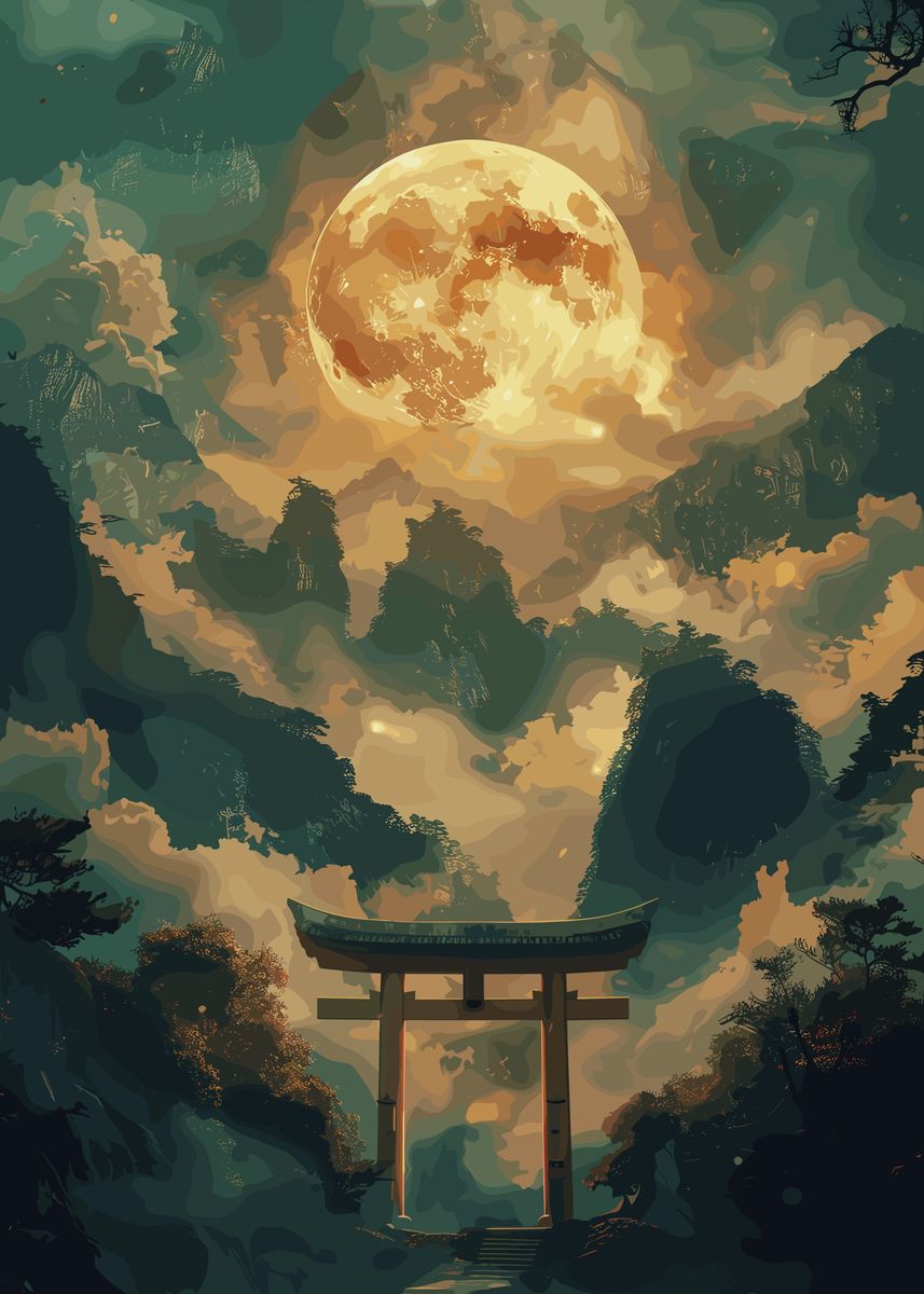 ' Golden Moon' Poster, picture, metal print, paint by Ander HaRRy ...