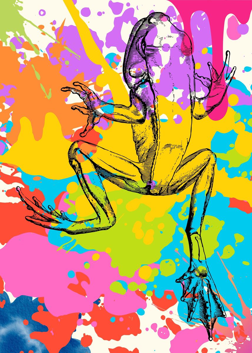 'Colorful Black Frog' Poster, picture, metal print, paint by Kuroneko ...