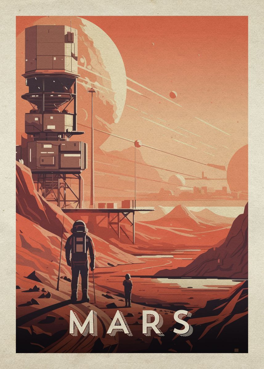 'Mars colony astronaut' Poster, picture, metal print, paint by ...