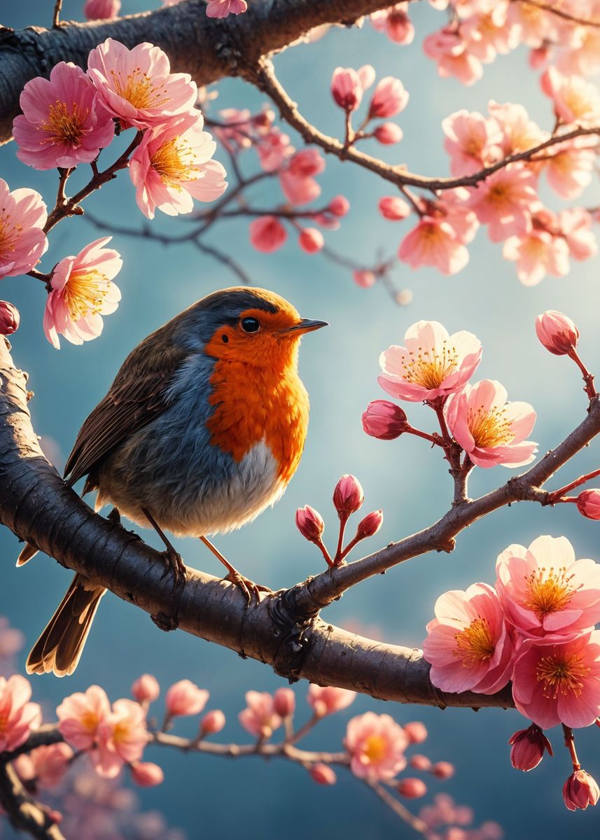 'Springtime Robin' Poster, picture, metal print, paint by Animal ...