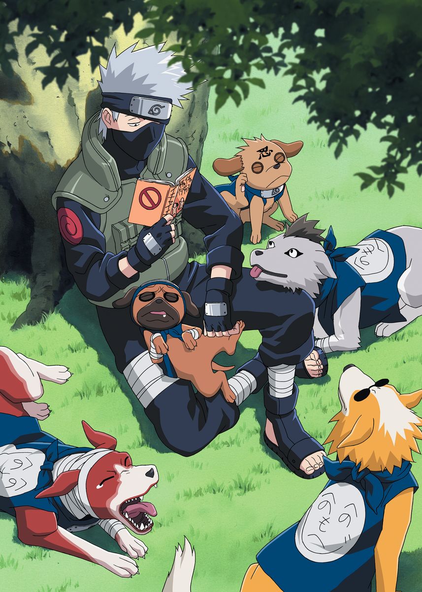 'Kakashi's Ninja Dogs' Poster, picture, metal print, paint by Naruto | Displate