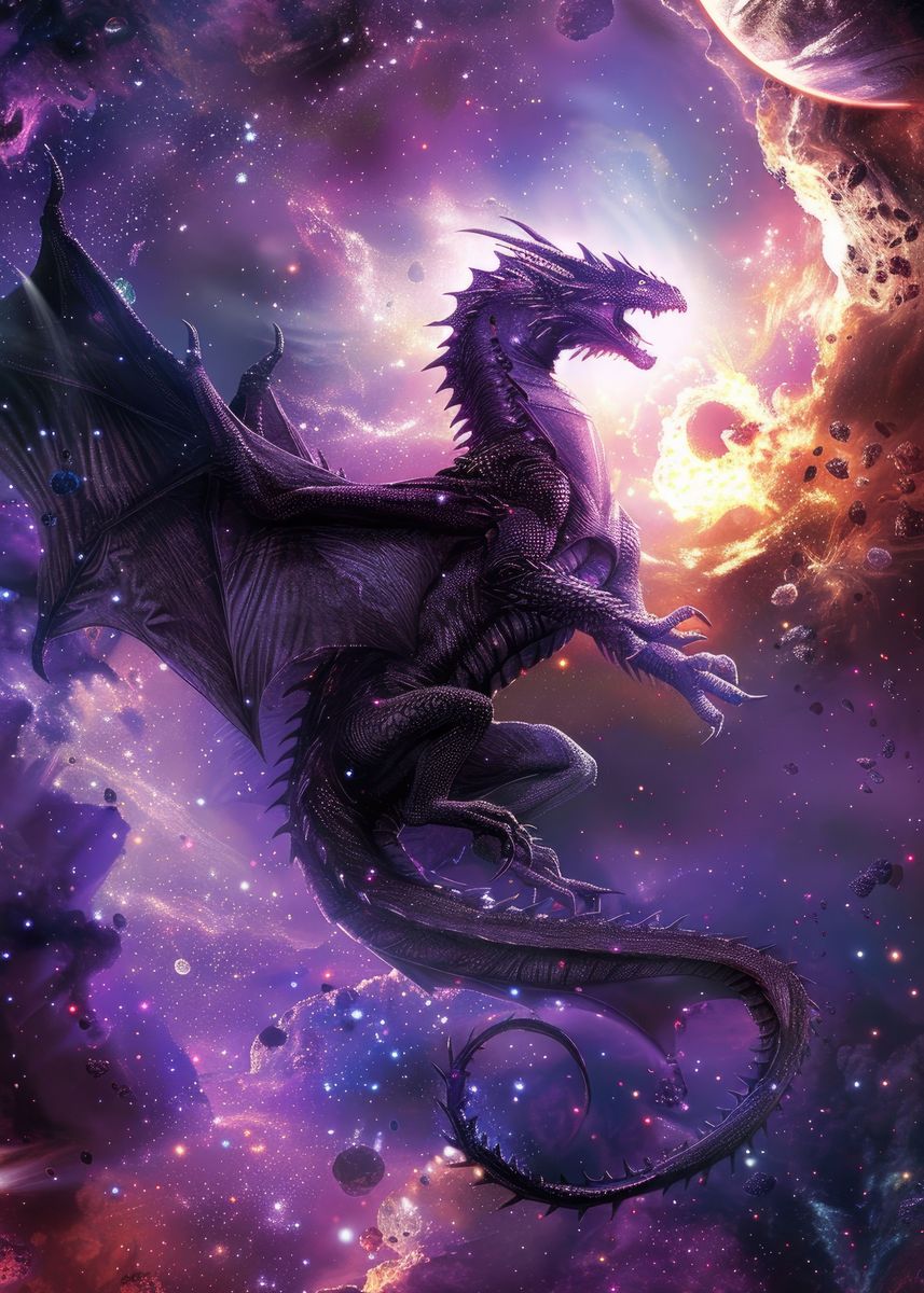 'Cosmic Dragon' Poster, picture, metal print, paint by GLITCHED ART ...