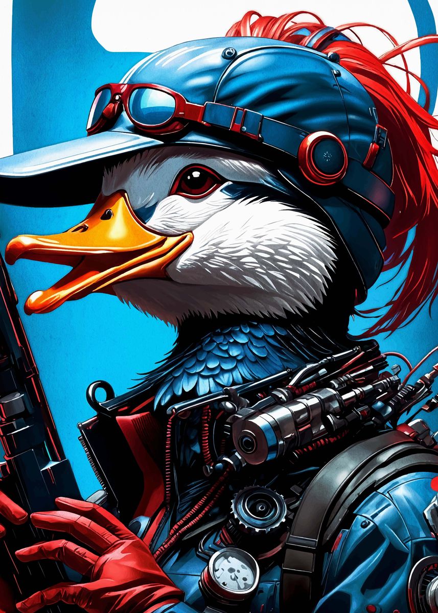 'Duck cyberpunk' Poster, picture, metal print, paint by Kynan Art | Displate