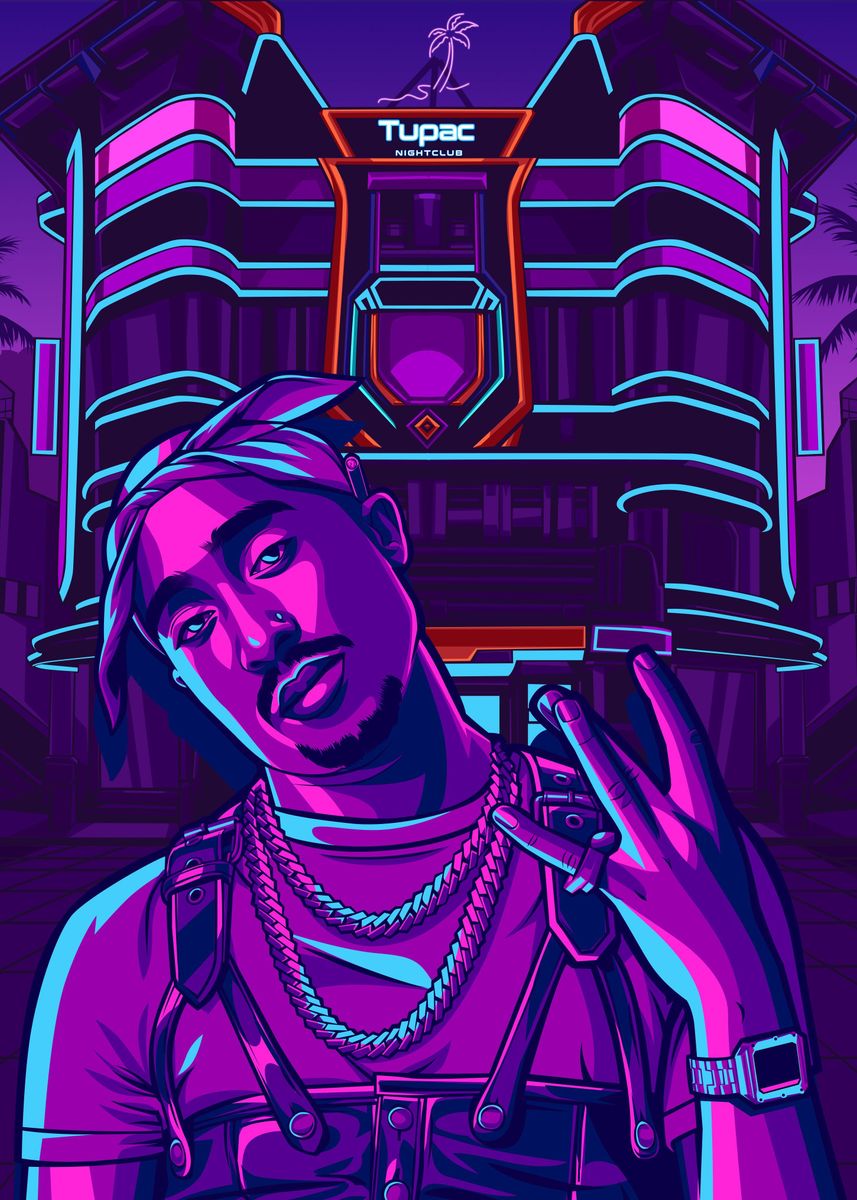 'tupac shakur night poster' Poster, picture, metal print, paint by ...