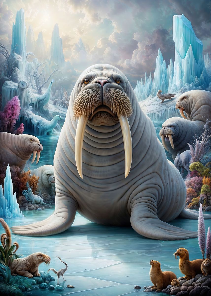'Whimsical Walrus' Poster, picture, metal print, paint by Mudge Studios ...