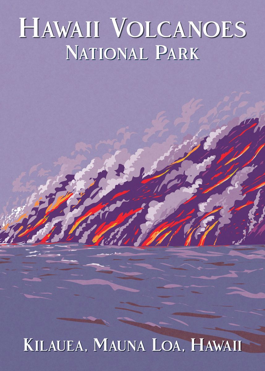'Hawaii Volcanoes' Poster, picture, metal print, paint by Jordan Holmes | Displate