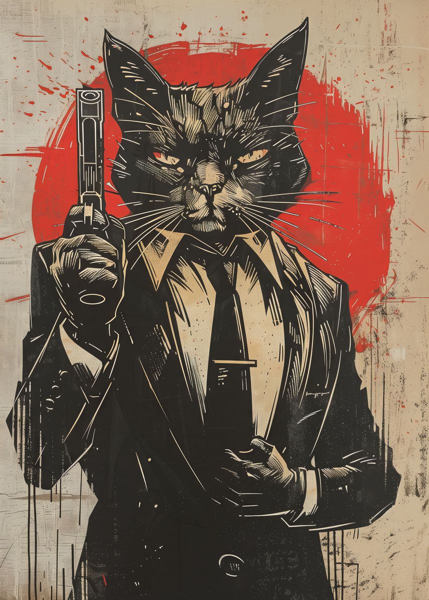 'The Spy Cat' Poster, picture, metal print, paint by Muntwalt | Displate