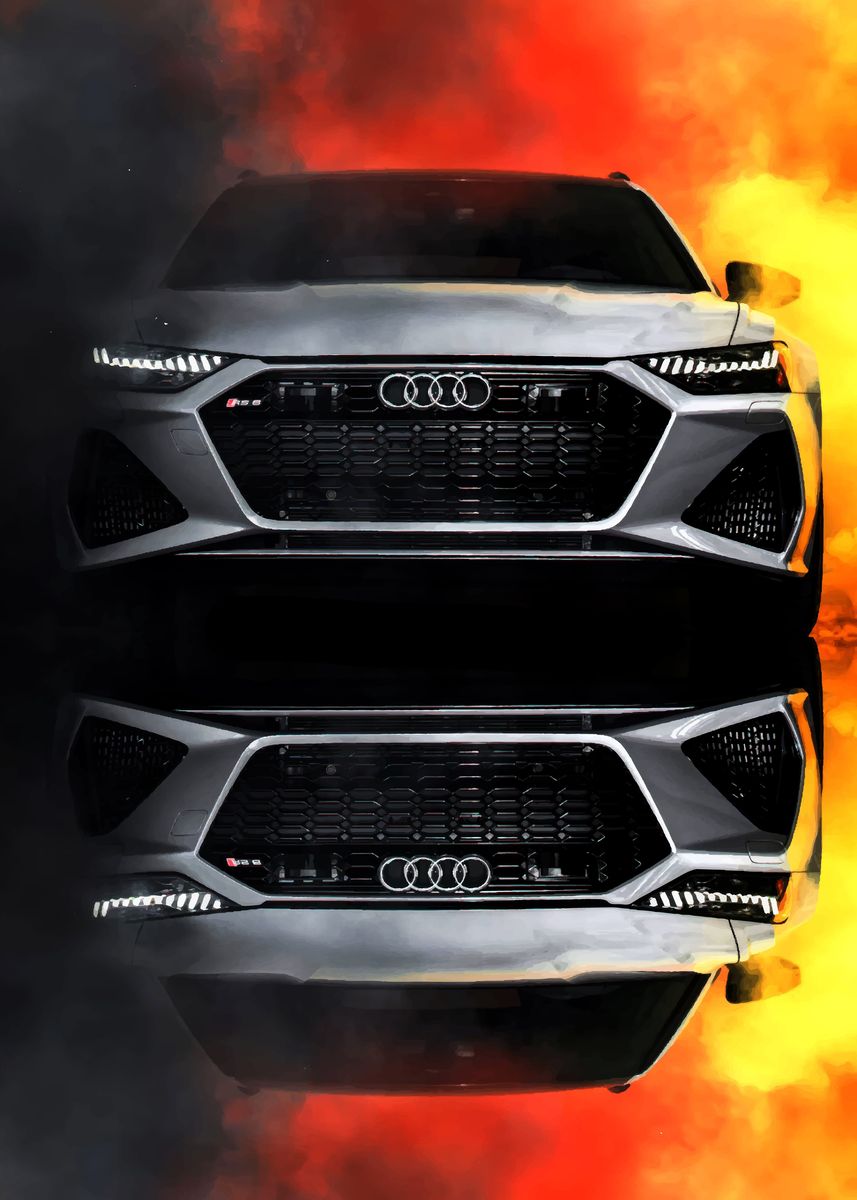 'audi mirror race' Poster, picture, metal print, paint by Recca | Displate