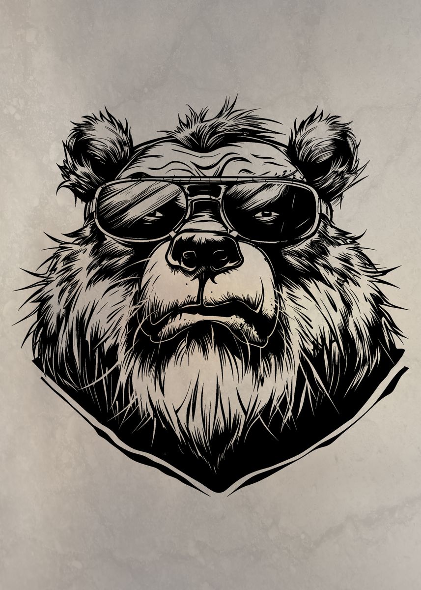 'Badass Bear' Poster, picture, metal print, paint by 21 MXM | Displate