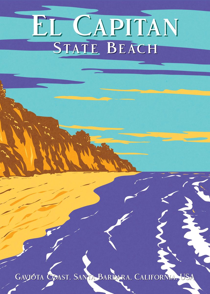 'El Capitan State Beach CA' Poster, picture, metal print, paint by ...