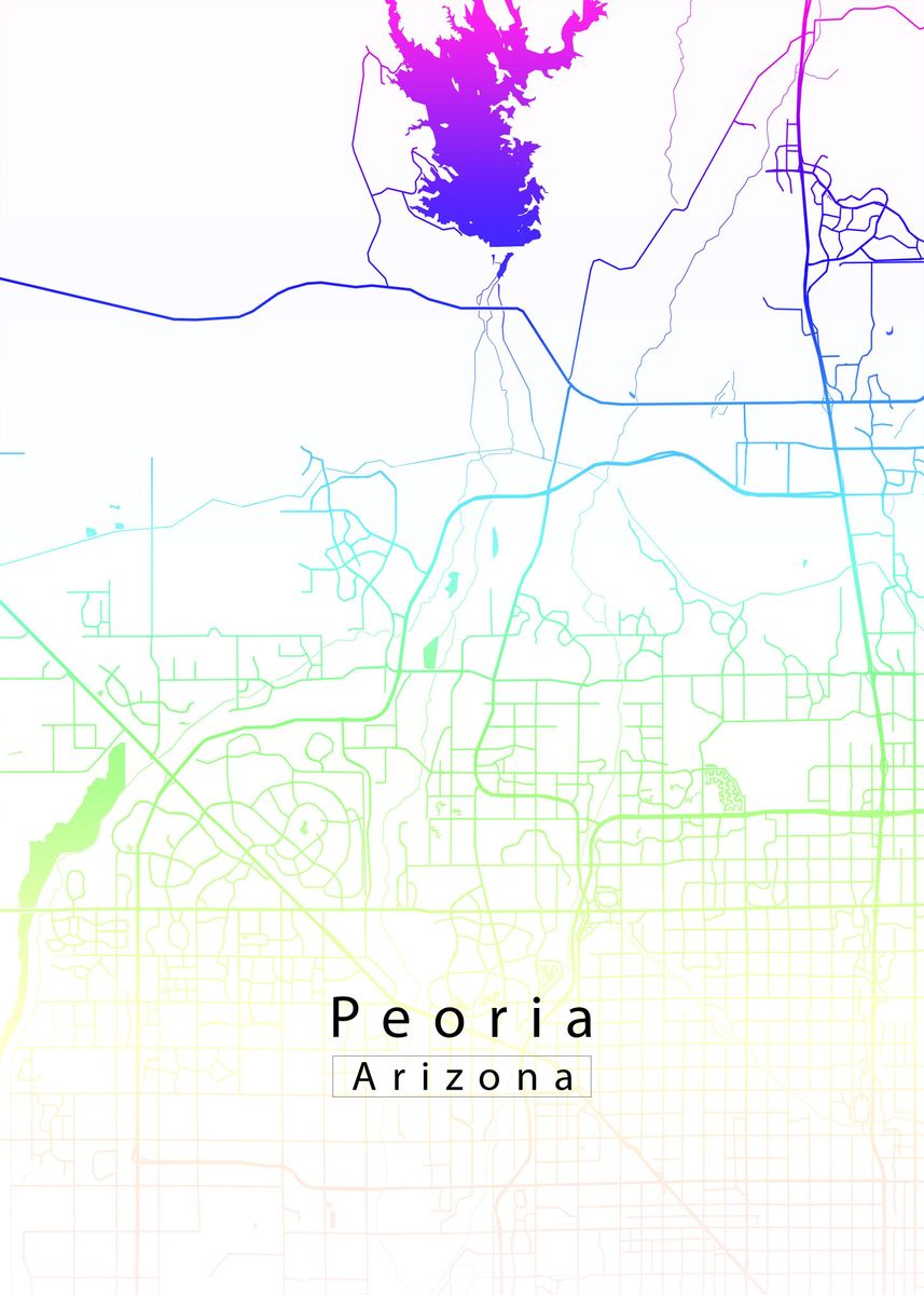 'Peoria Arizona Map' Poster, picture, metal print, paint by Robin ...