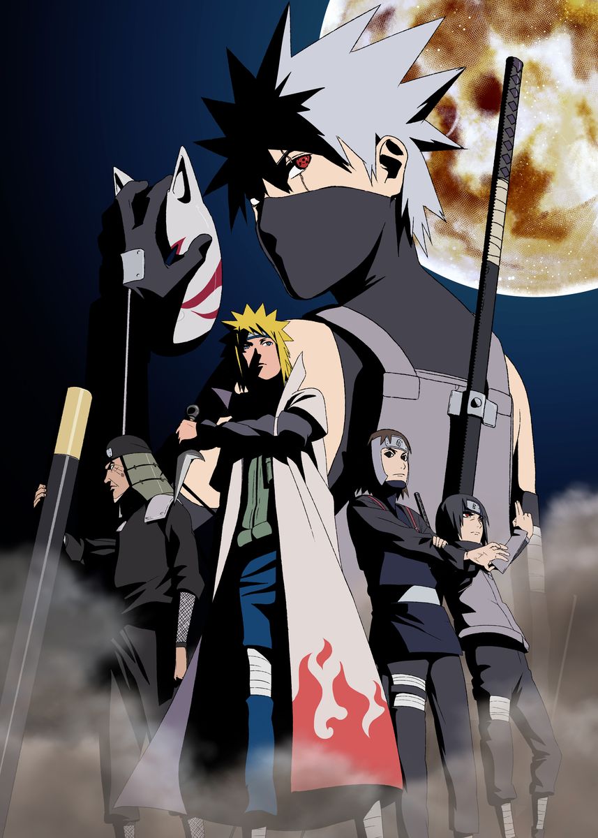 'Kakashi and Minato' Poster, picture, metal print, paint by Naruto ...