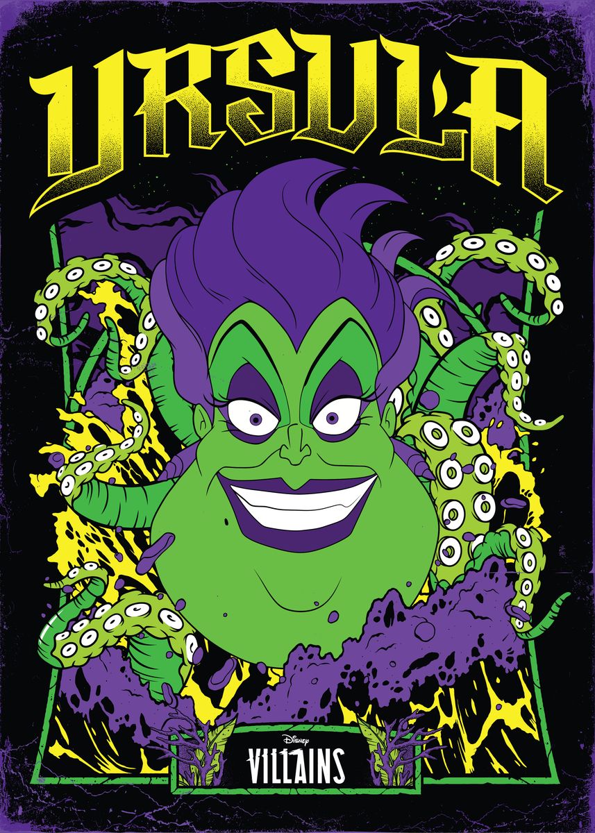 'Ursula Face Tentacles' Poster, picture, metal print, paint by Disney ...