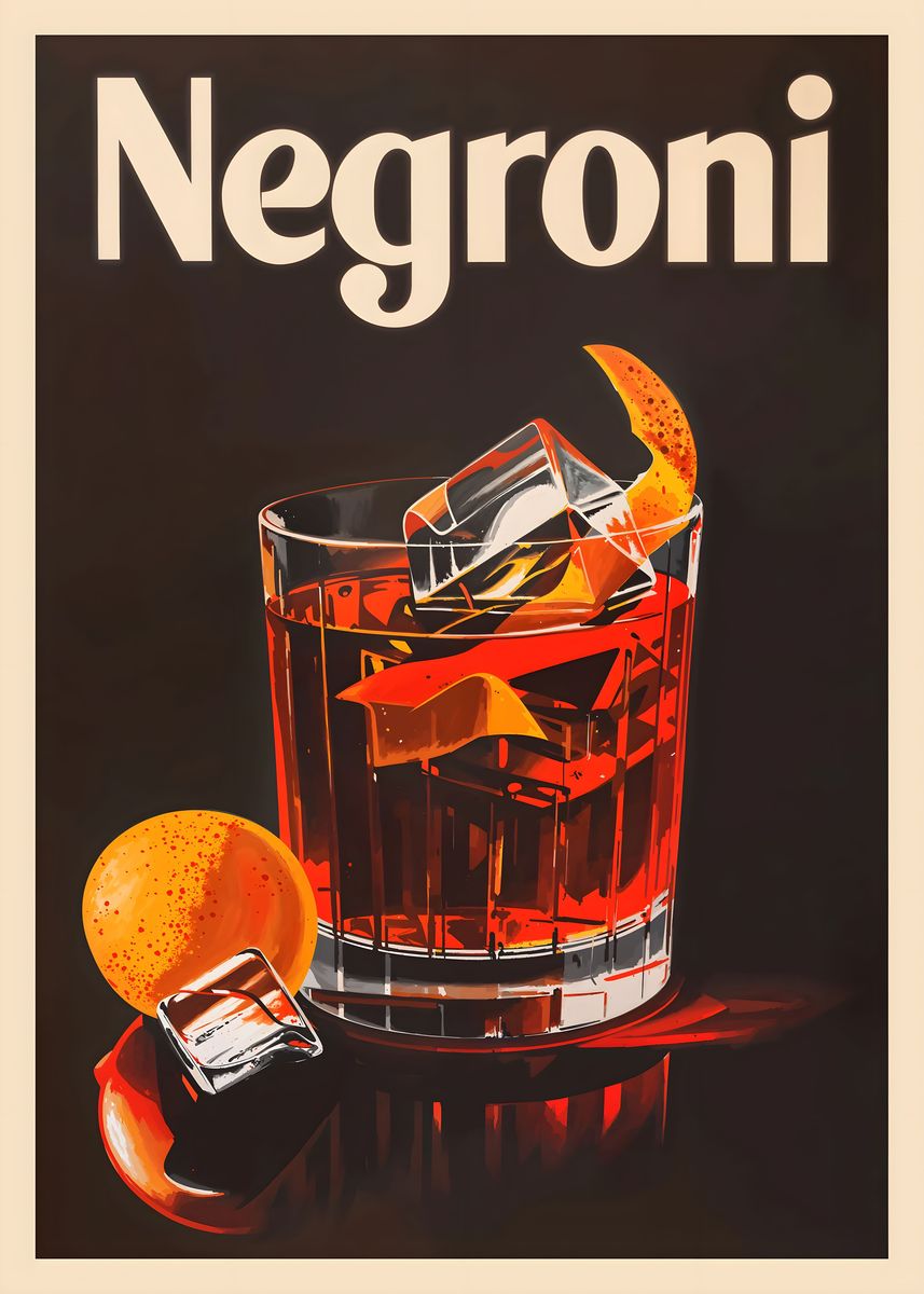 'vintage wine negroni' Poster, picture, metal print, paint by Oyen ...
