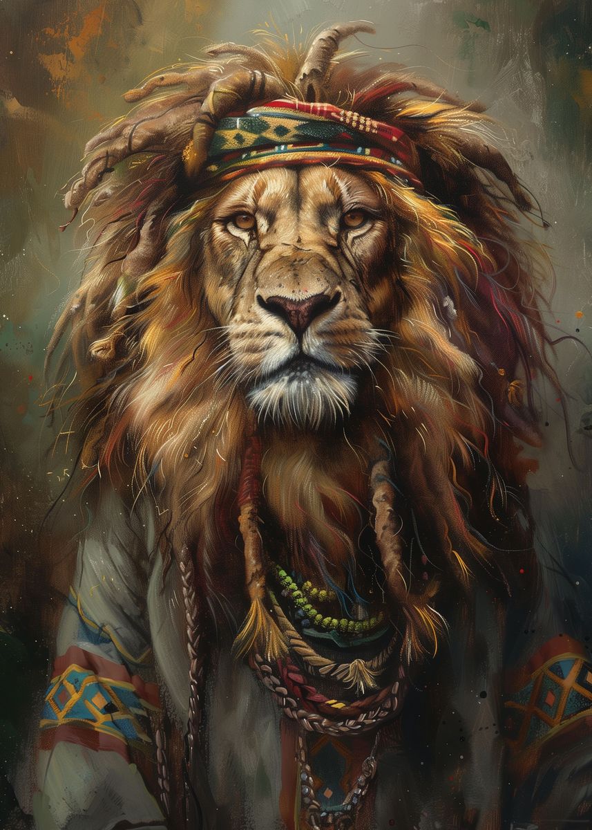 'Jamaican Reggae Rasta Lion' Poster, picture, metal print, paint by ...