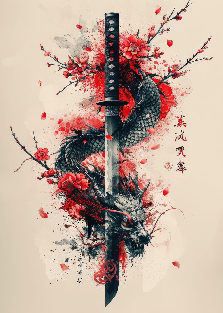 'Ancient Samurai Katana' Poster, picture, metal print, paint by ...