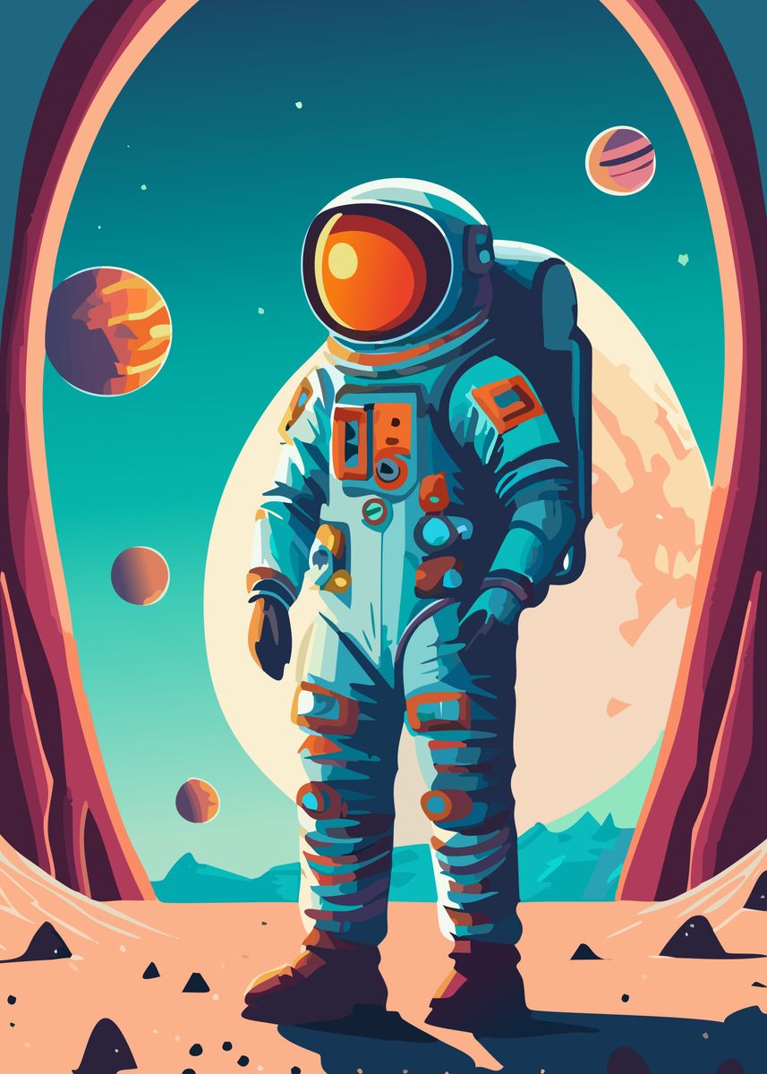 'Astronaut on Alien World' Poster, picture, metal print, paint by Greg ...
