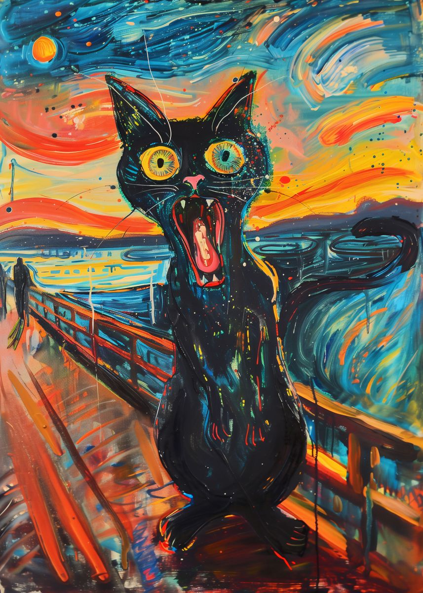 'The Scream Cat' Poster, picture, metal print, paint by GoodLifeImages ...