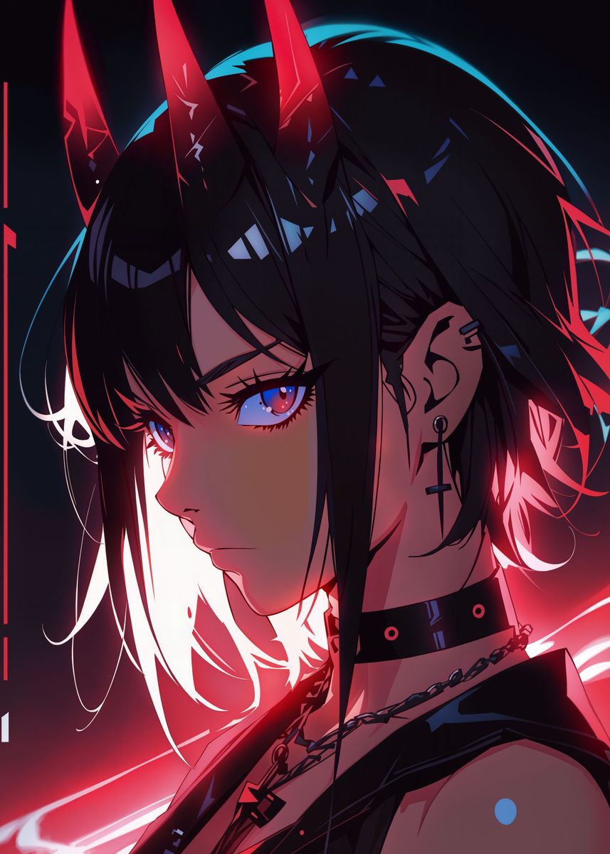 'Demonic Anime Girl' Poster, picture, metal print, paint by Lukasz ...