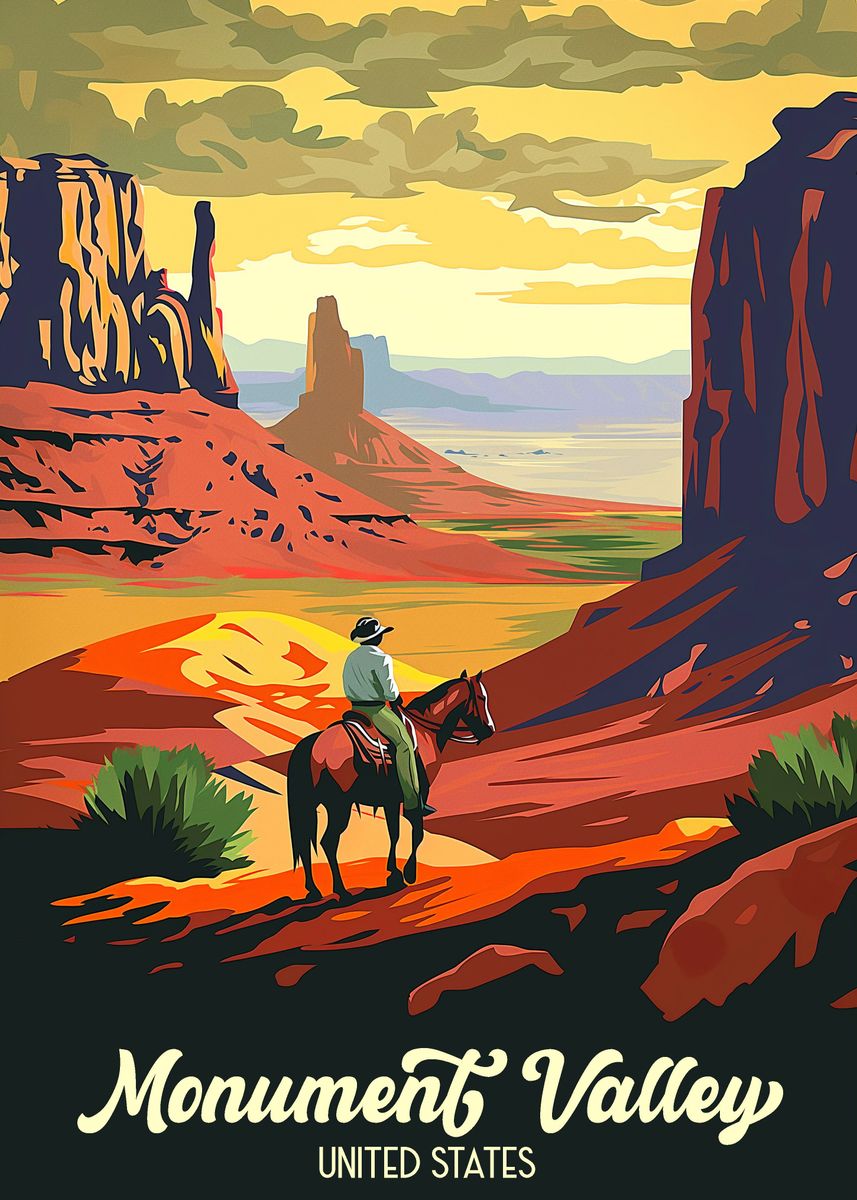 'Travel to Monument Valley' Poster, picture, metal print, paint by ...