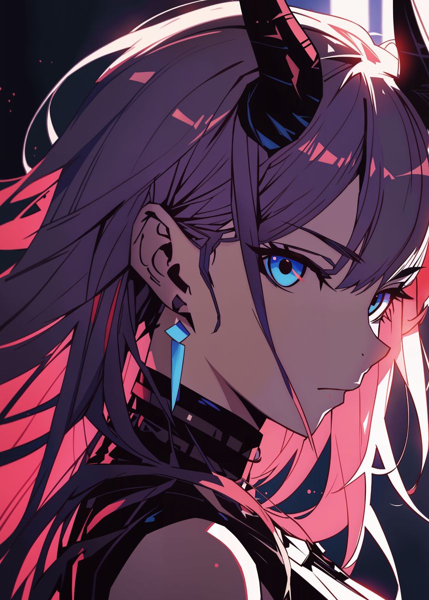 'Demonic Anime Girl' Poster, picture, metal print, paint by Lukasz ...