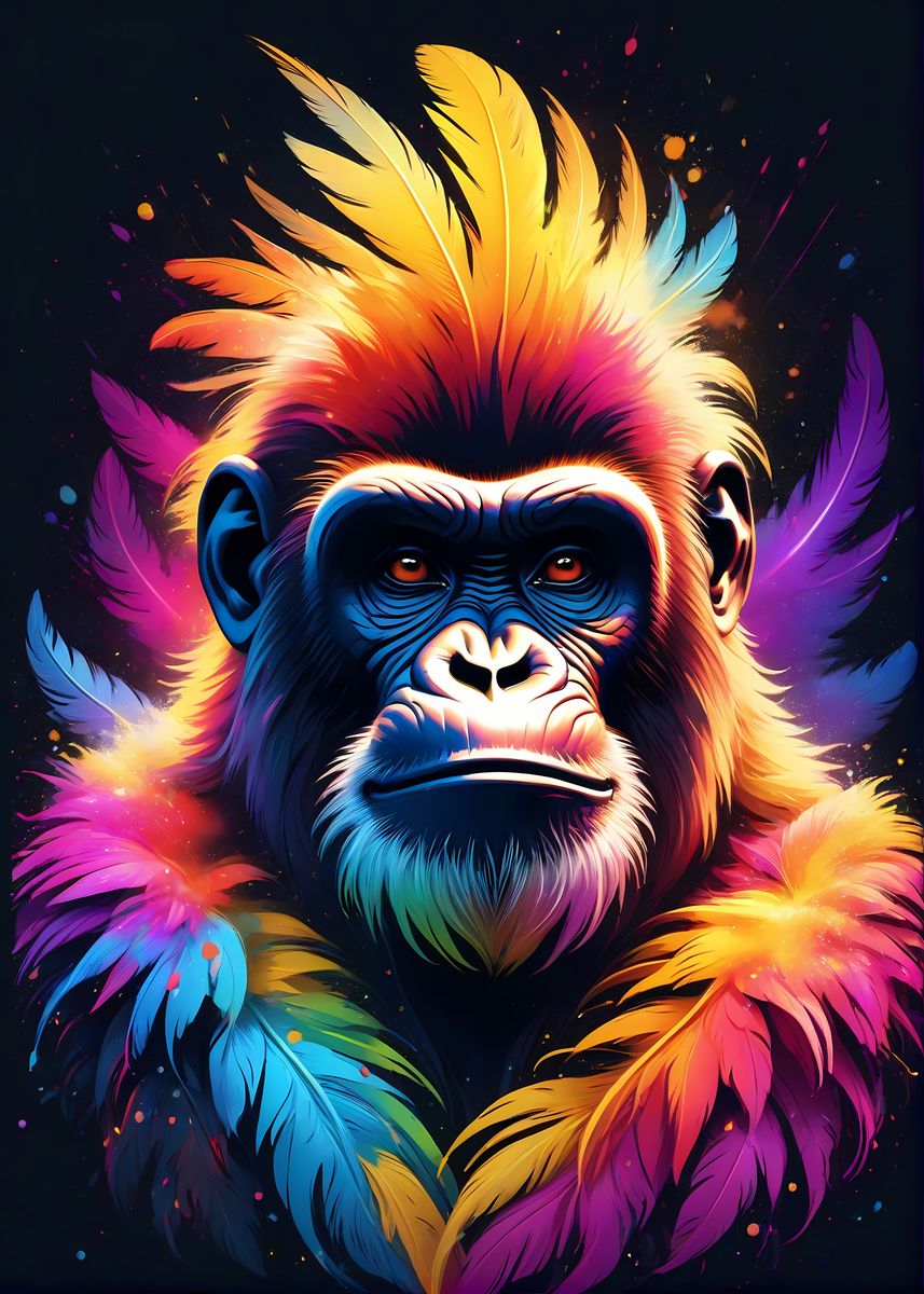 'Closeup Ape Colored' Poster, picture, metal print, paint by ...